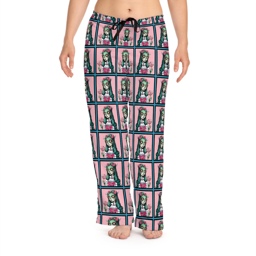 Soft Pajama Pants, Pastel Goth Pajama Bottoms, Green Zombie Girl Pj ...