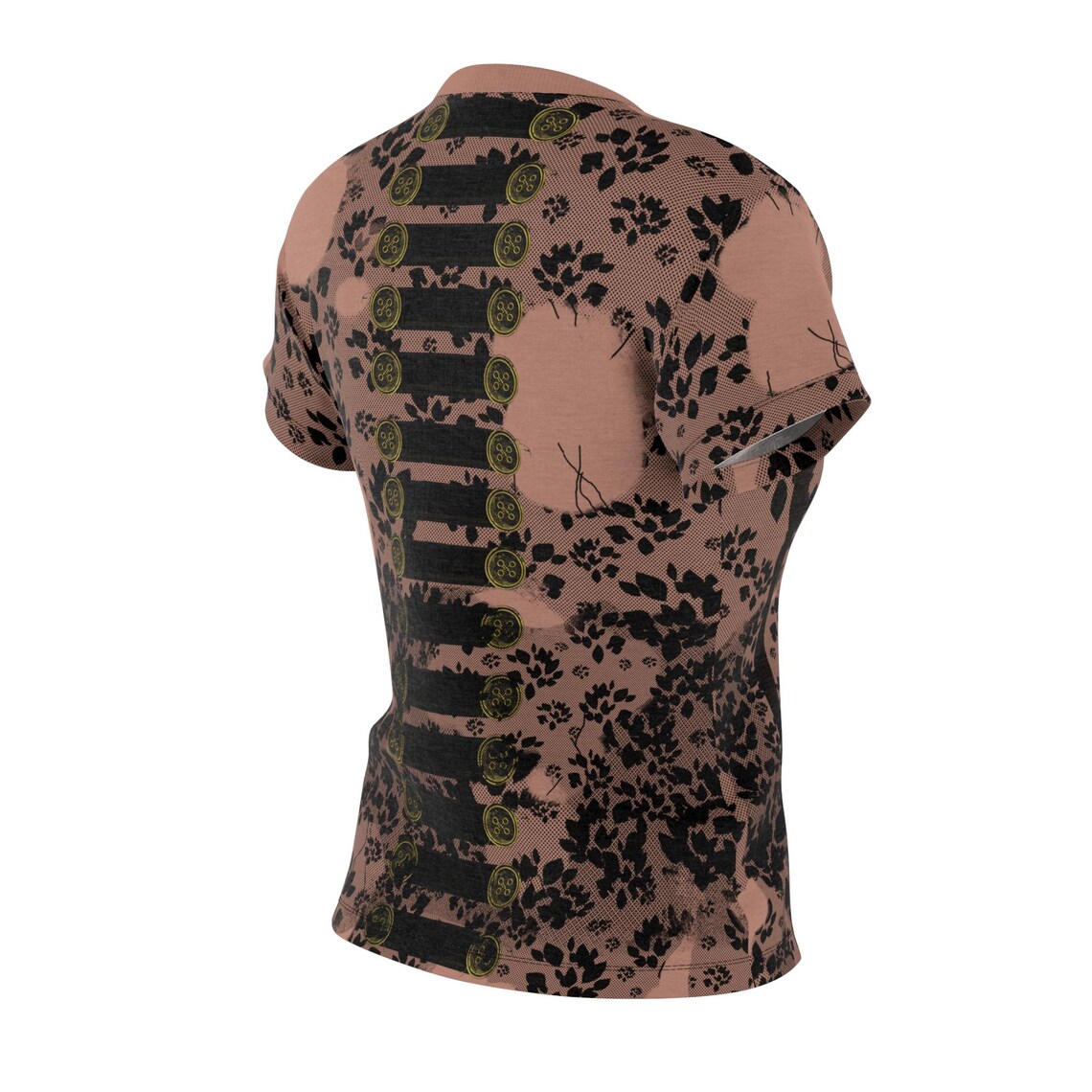 Tattered Black Lace T-shirt, Ripped Lace Graphic, Dusty Rose Steampunk ...