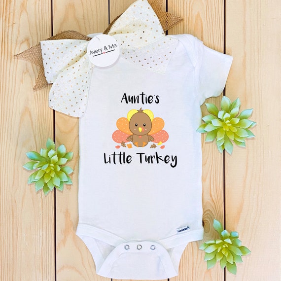 Auntie's Little Turkey Baby Onesie® Cute Thanksgiving | Etsy