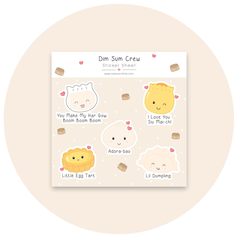 Dim Sum Crew Sticker Sheet for Kids or Toddlers I Dim Sum Card or ...