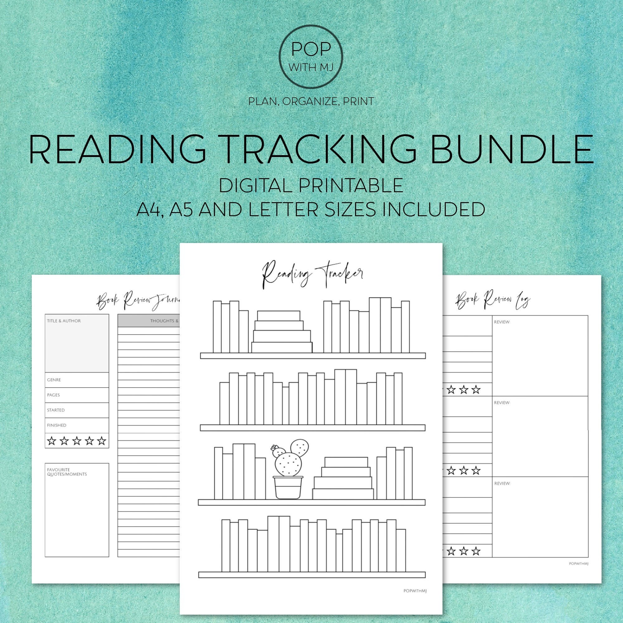 Paper Book Planner Bundle Reading Tracker Book Log Reading Journal ...