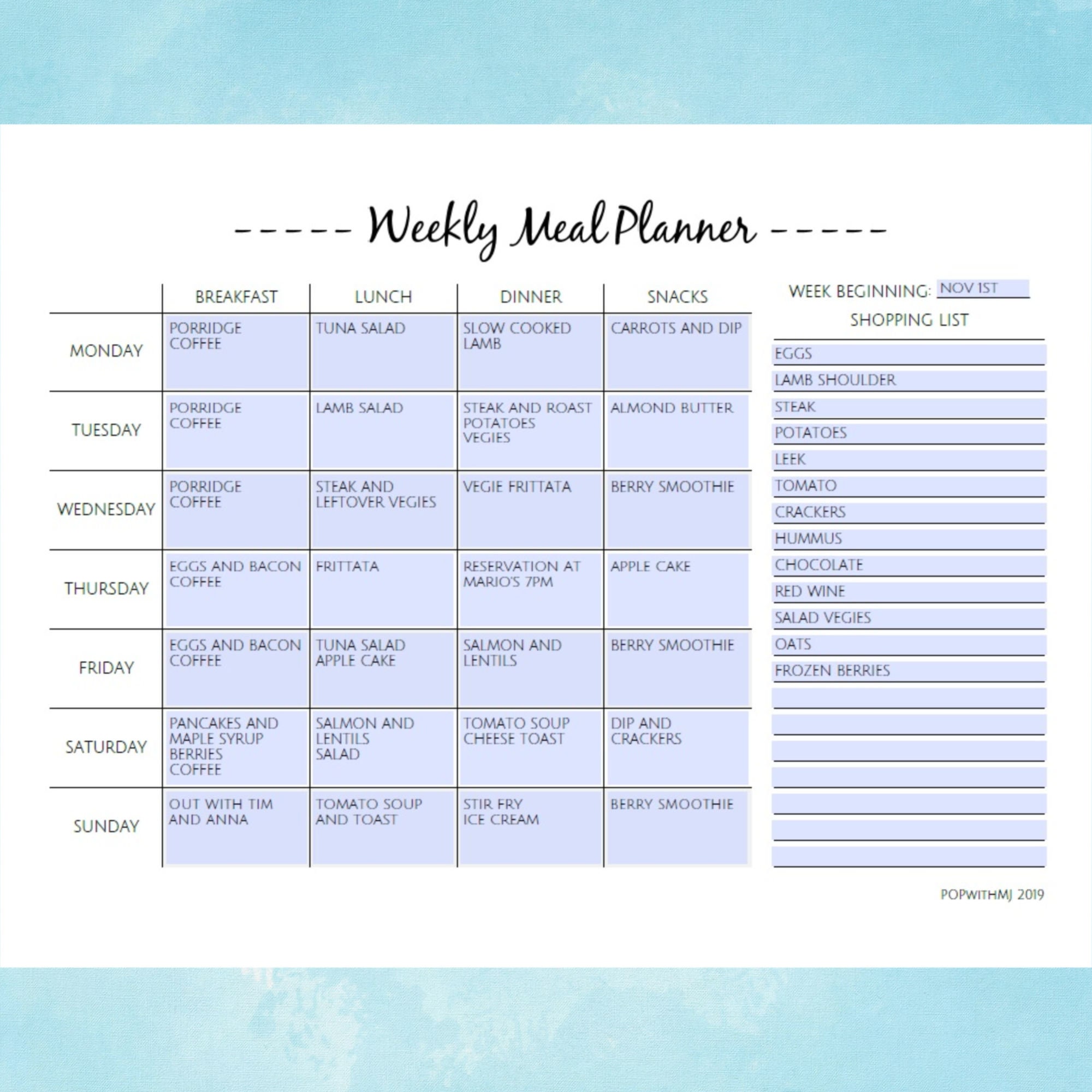 Fillable Meal Planner PDF Editable Meal Planner PDF Weekly Etsy Australia Fillable Meal Planner PDF Editable Meal Planner PDF Weekly Etsy Australia