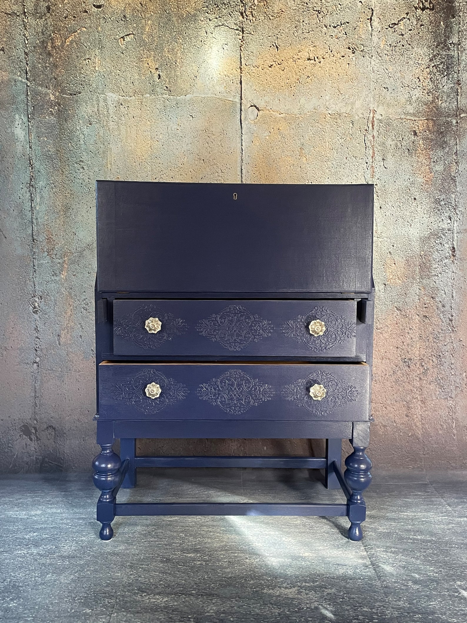 Blue & Ivory Writing Desk / Bureau. - Etsy