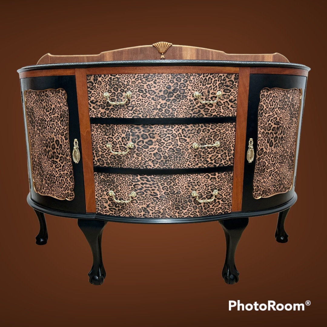 Bow Fronted Leopard Print Sideboard - Etsy