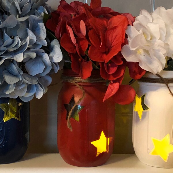 Patriotic Mason Jars - Etsy
