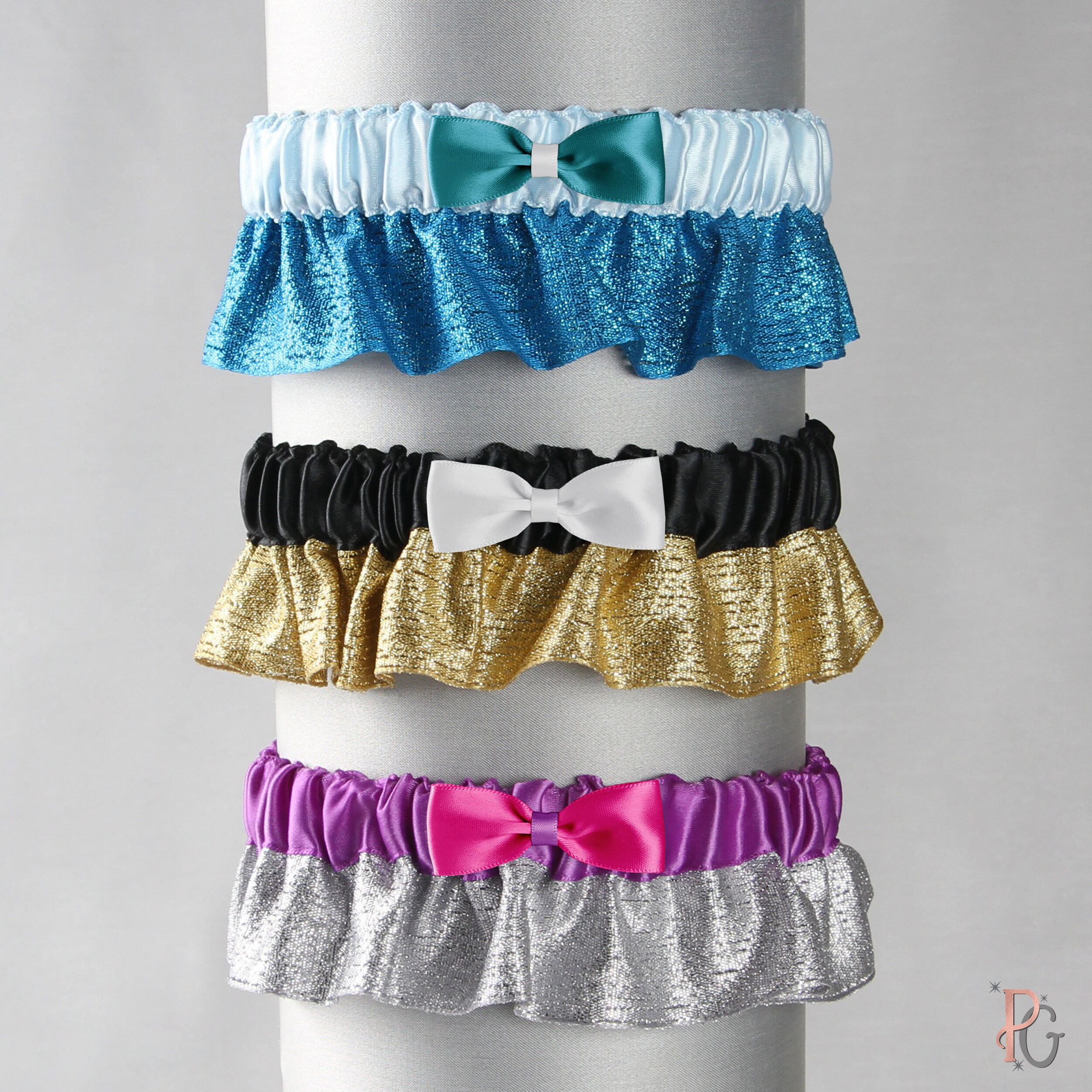 Shimmery Metallic Ruffle and Bow Tie Prom Garter - Etsy