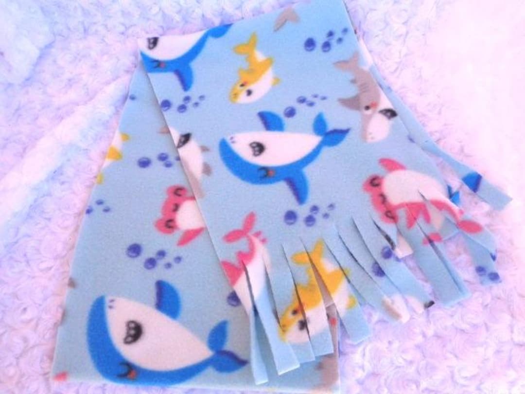 Handmade Fleece Shark Scarf With Fringe for Kids - Etsy