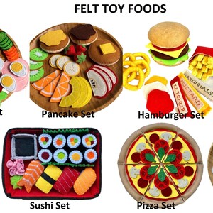 Felt Hamburger Play Food Set: Handmade Eco-friendly Montessori Pretend ...