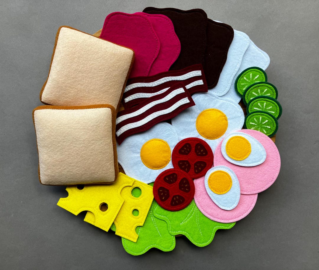 Felt Breakfast Play Food Set (large Set): Handmade Montessori Pretend ...