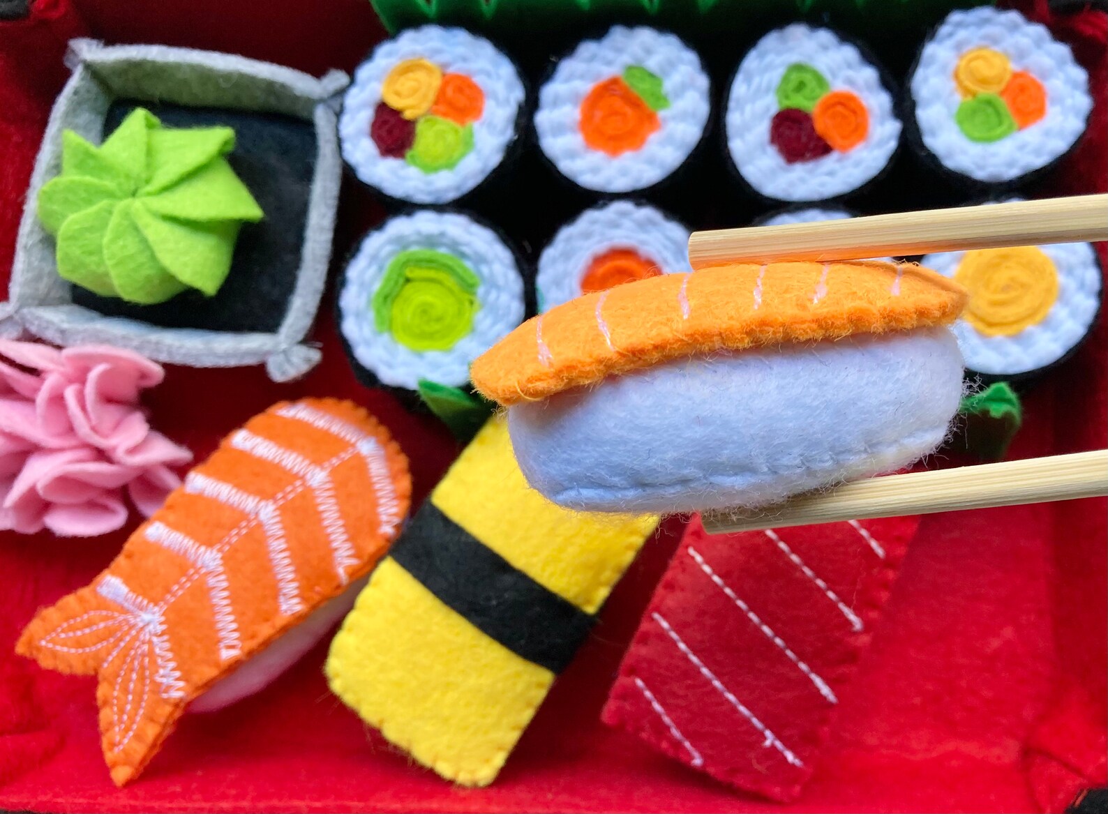 Felt Sushi Play Food Set With Bento Box: Eco-friendly Montessori ...