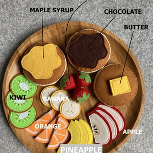 Felt Pancake Play Food Set With Fruits: Handmade Montessori Kitchen Toy ...