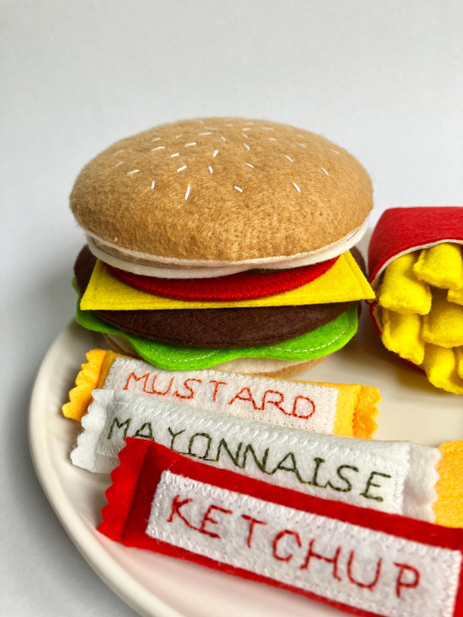 Felt Hamburger Play Food Set: Handmade Eco-friendly Kitchen Toy - Etsy