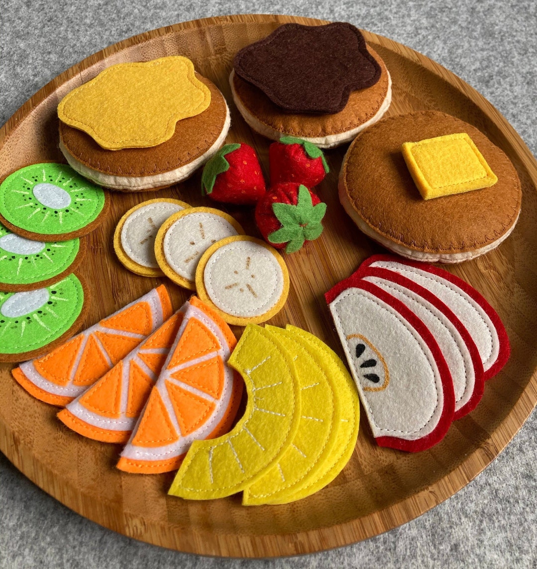 Felt Pancake Play Food Set With Fruits: Handmade Montessori Kitchen Toy ...