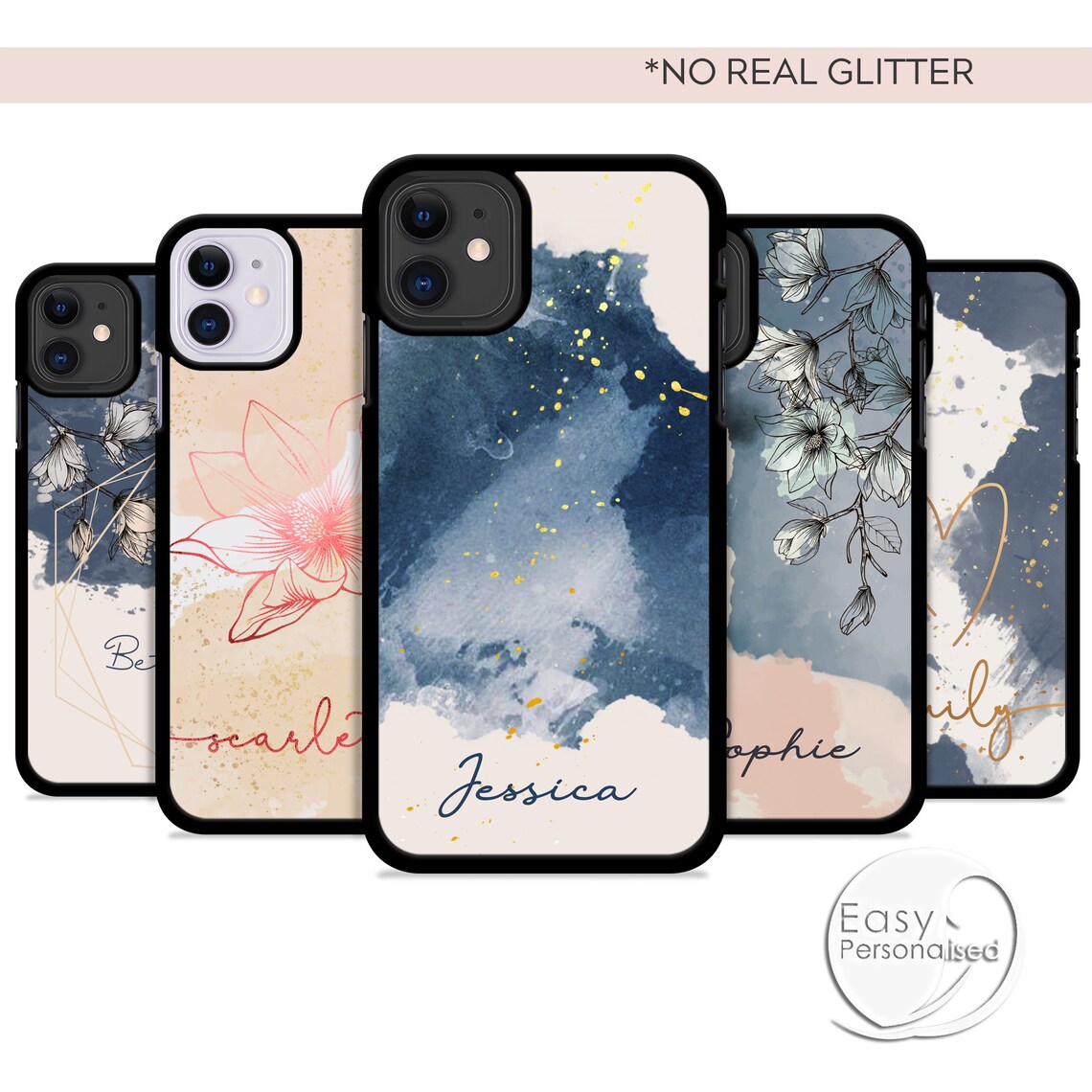 PERSONALISED Phone Case Name Initials Moon Black Plastic Phone - Etsy UK