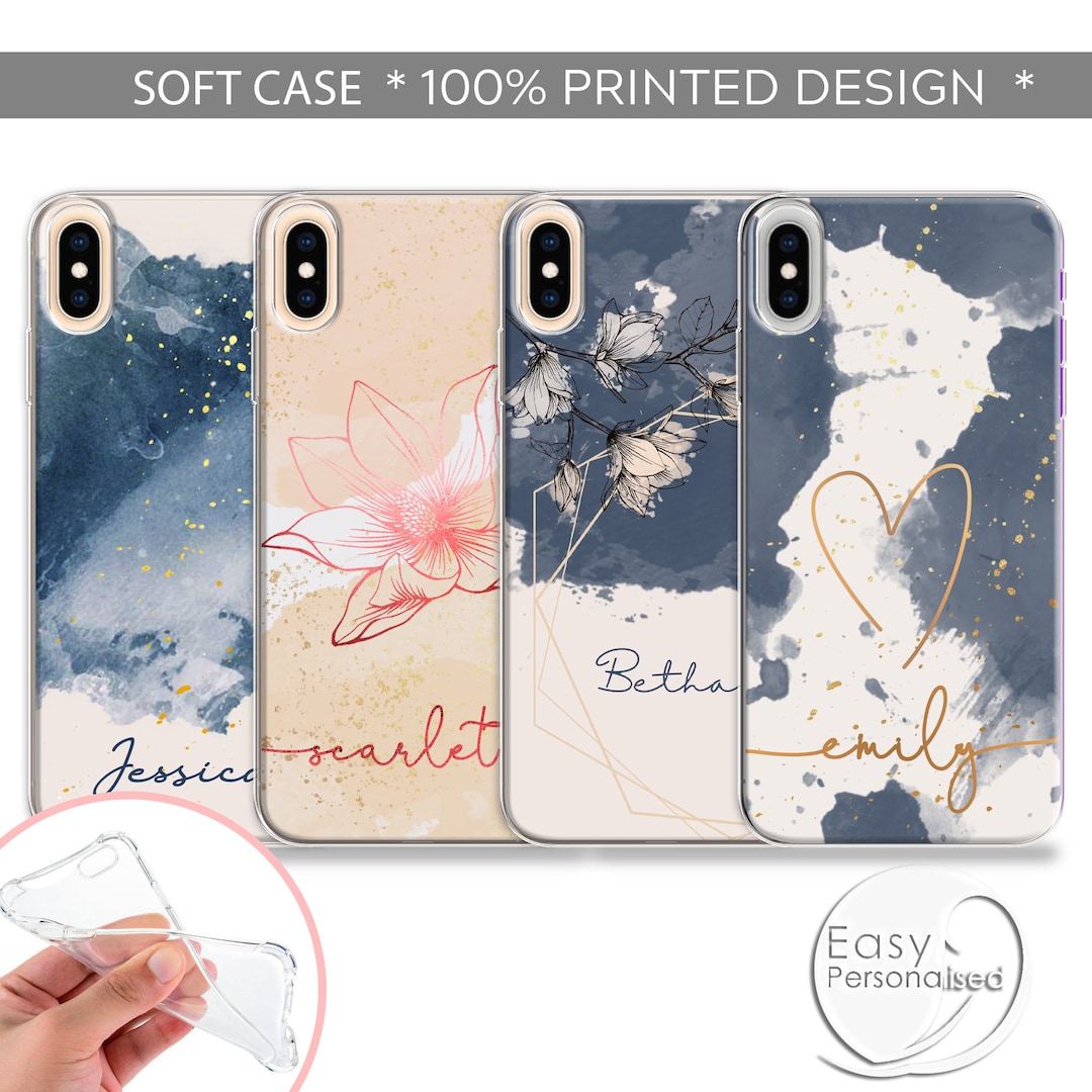 PERSONALISED Phone Case Initials Name Silicone Floral Case - Etsy UK