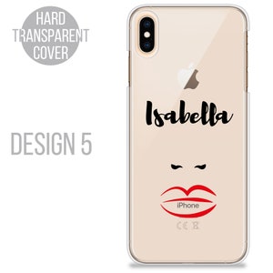 PERSONALISED Phone Case Name Initial Hard Transparent Plastic Phone ...