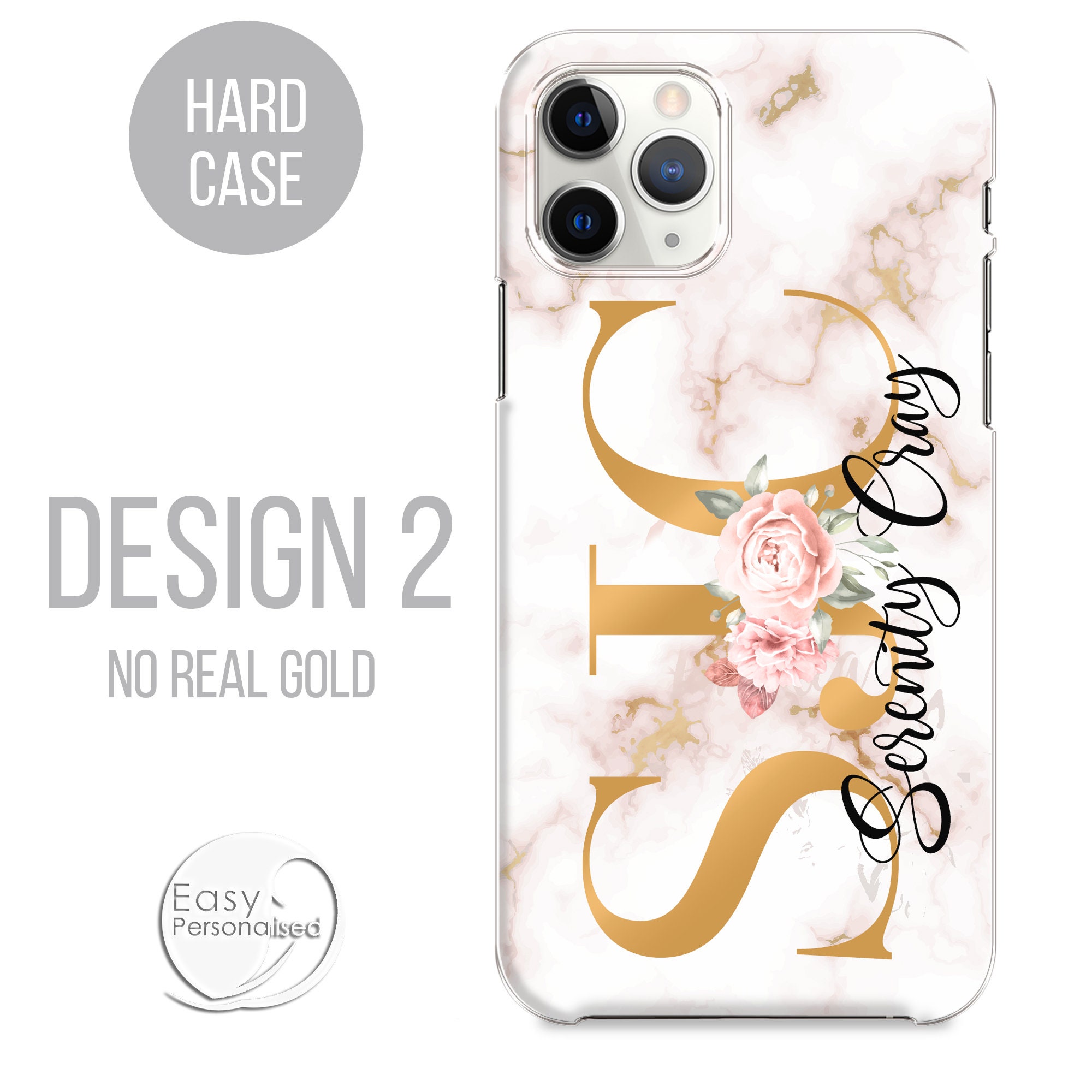 PERSONALISED phone case name initial hard plastic floral | Etsy