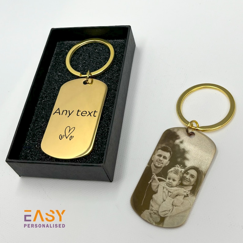 Laser Engraved Photo Keyring | Personalized Keepsake, Metal Keychain ...