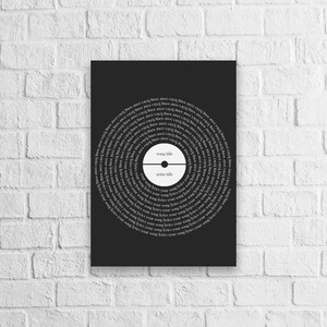 Custom Vinyl Lyrics Poster, Personalised Typography Music Print, Album ...