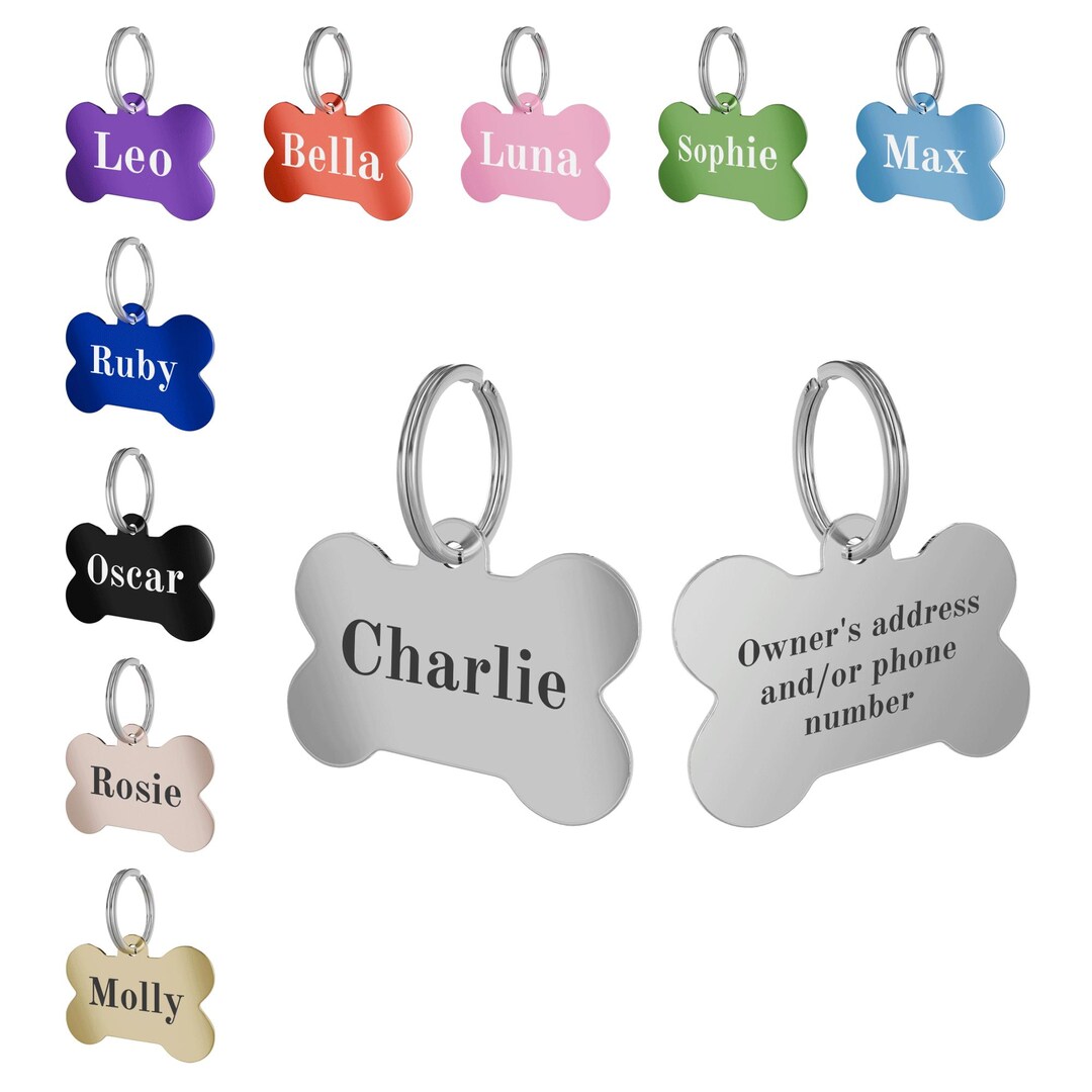 Personalized Dog Bone ID Tag: Custom Engraved Pet Tag - Etsy