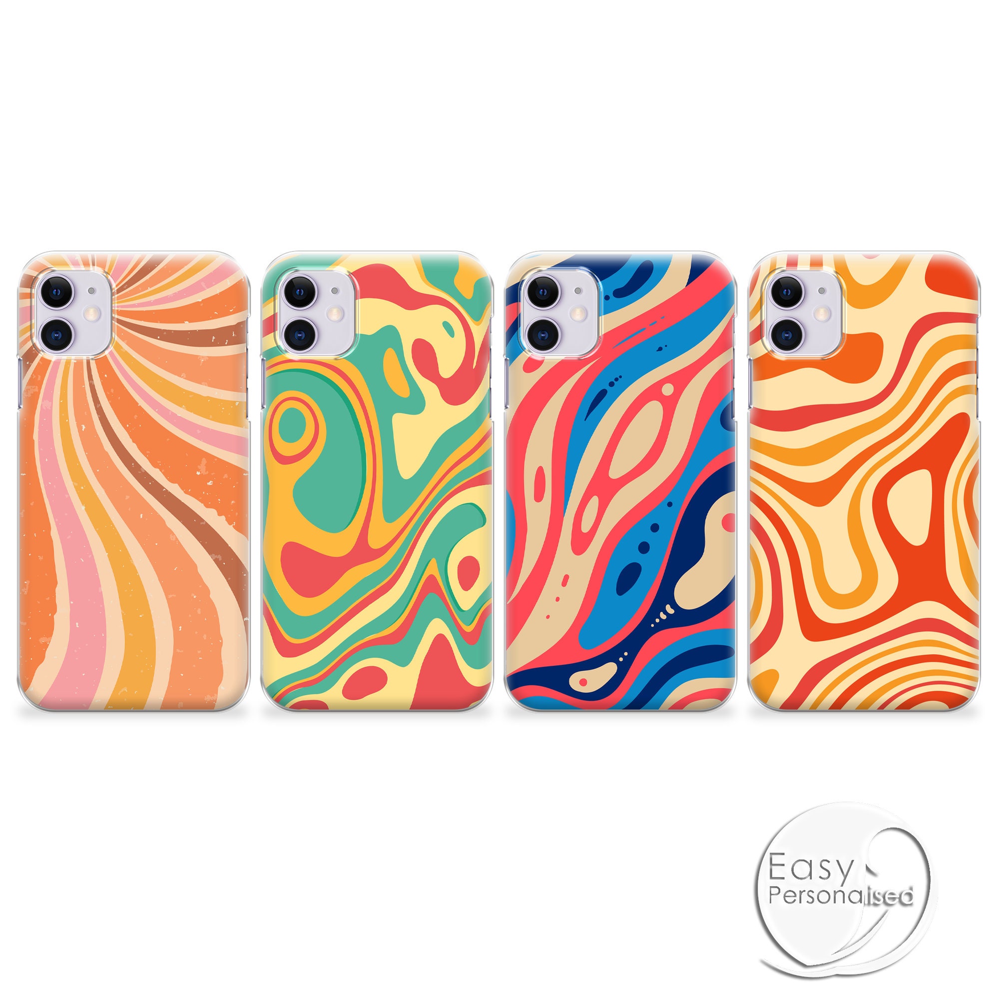 PERSONALISED Phone Case Hard Plastic Phone 60's Yellow - Etsy UK