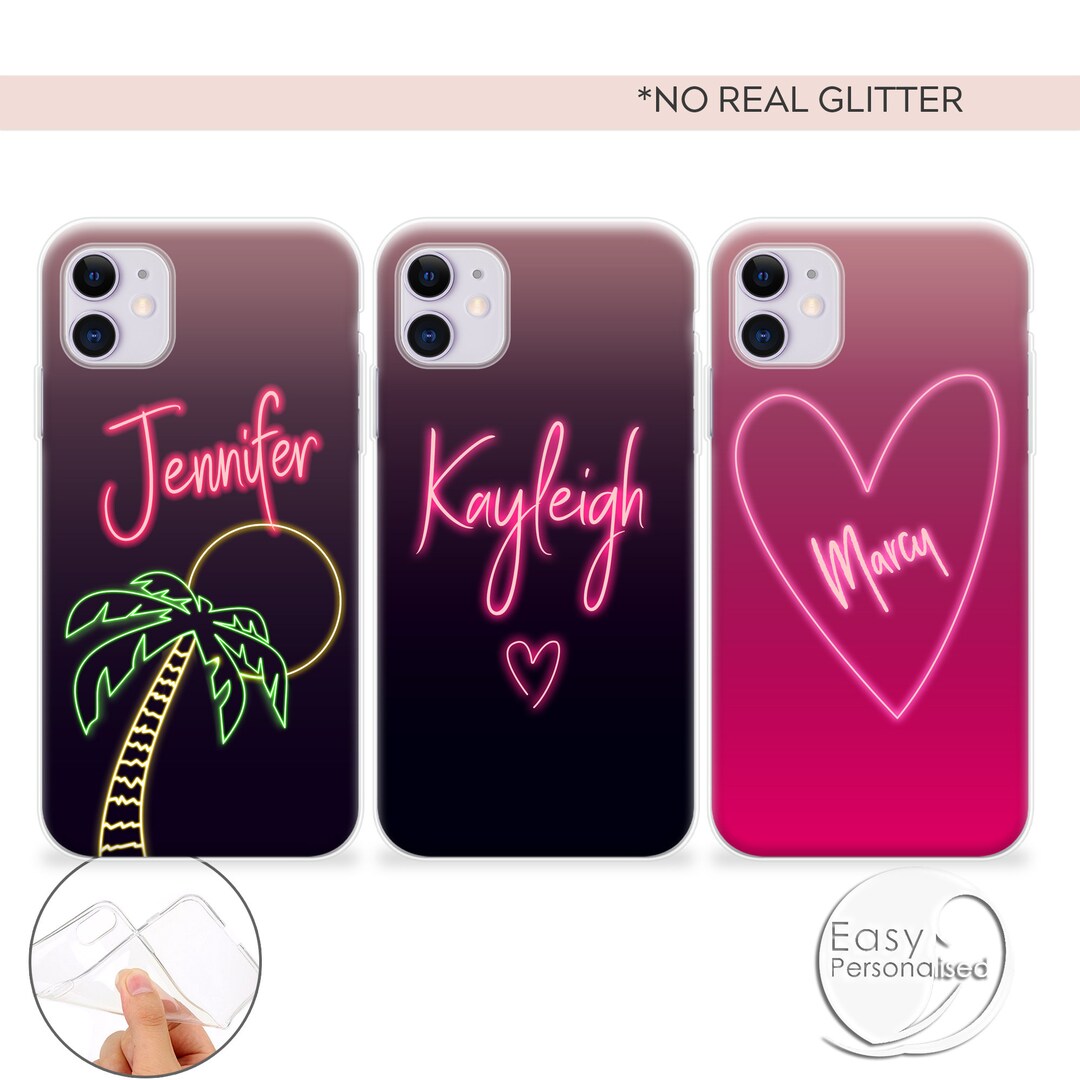 PERSONALISED Phone Case Initials Name Soft Silicone Cover for Apple ...