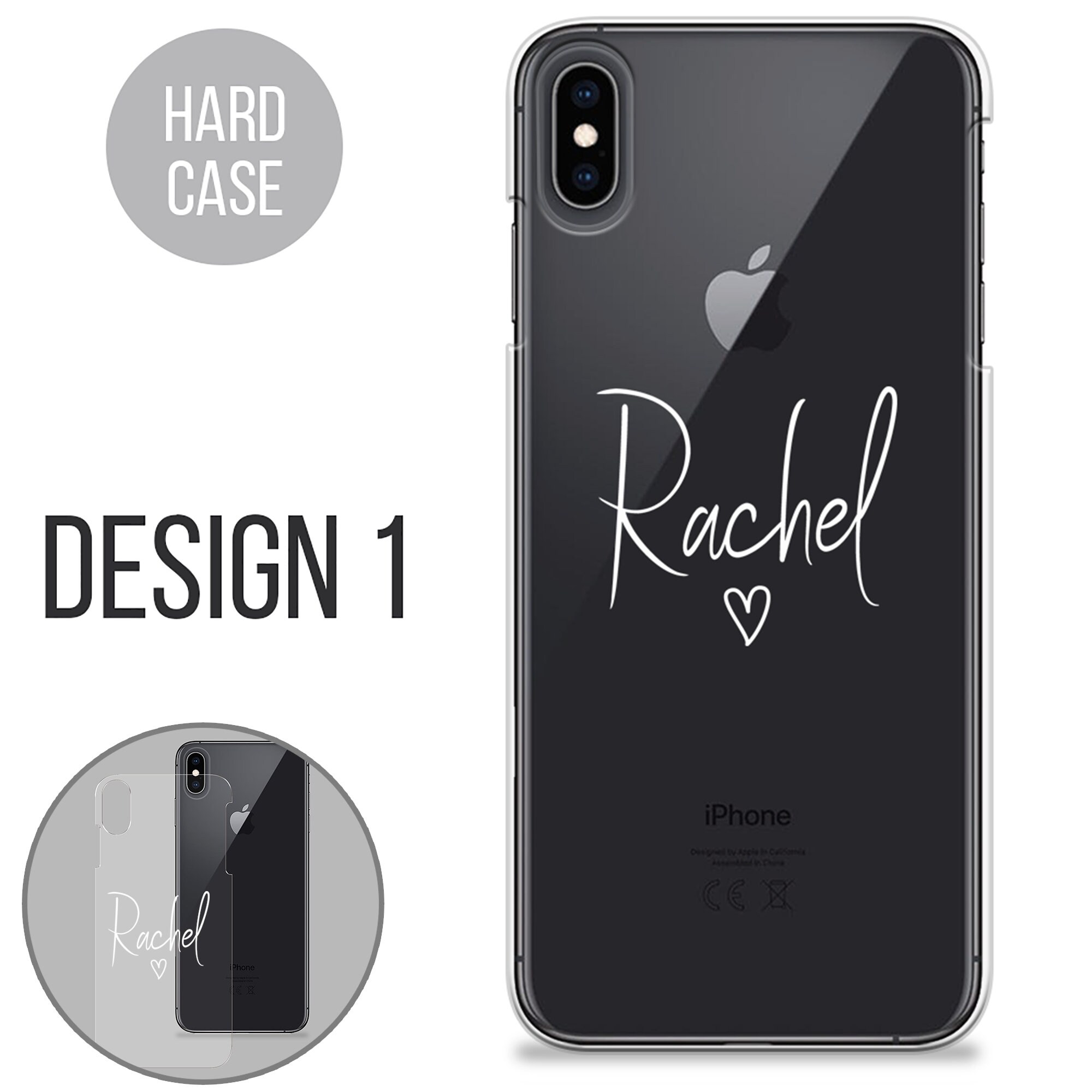 Personalised Phone case with Custom Swirl Heart Name Hard | Etsy