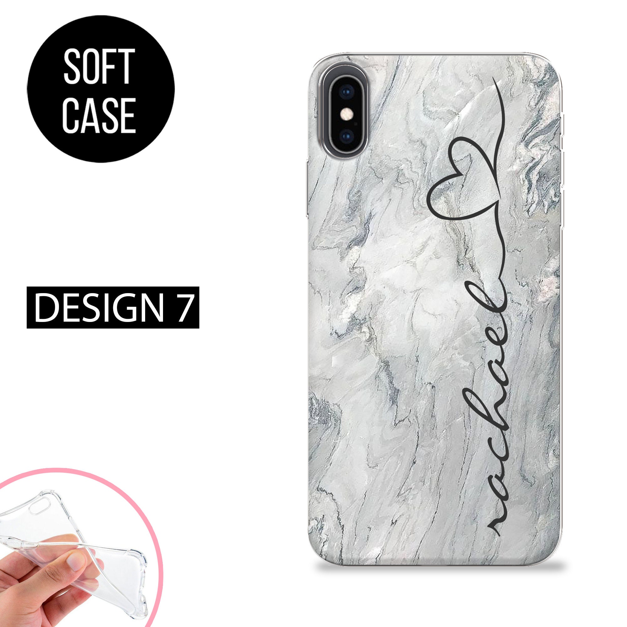 PERSONALISED Marble phone case with heart your name soft | Etsy