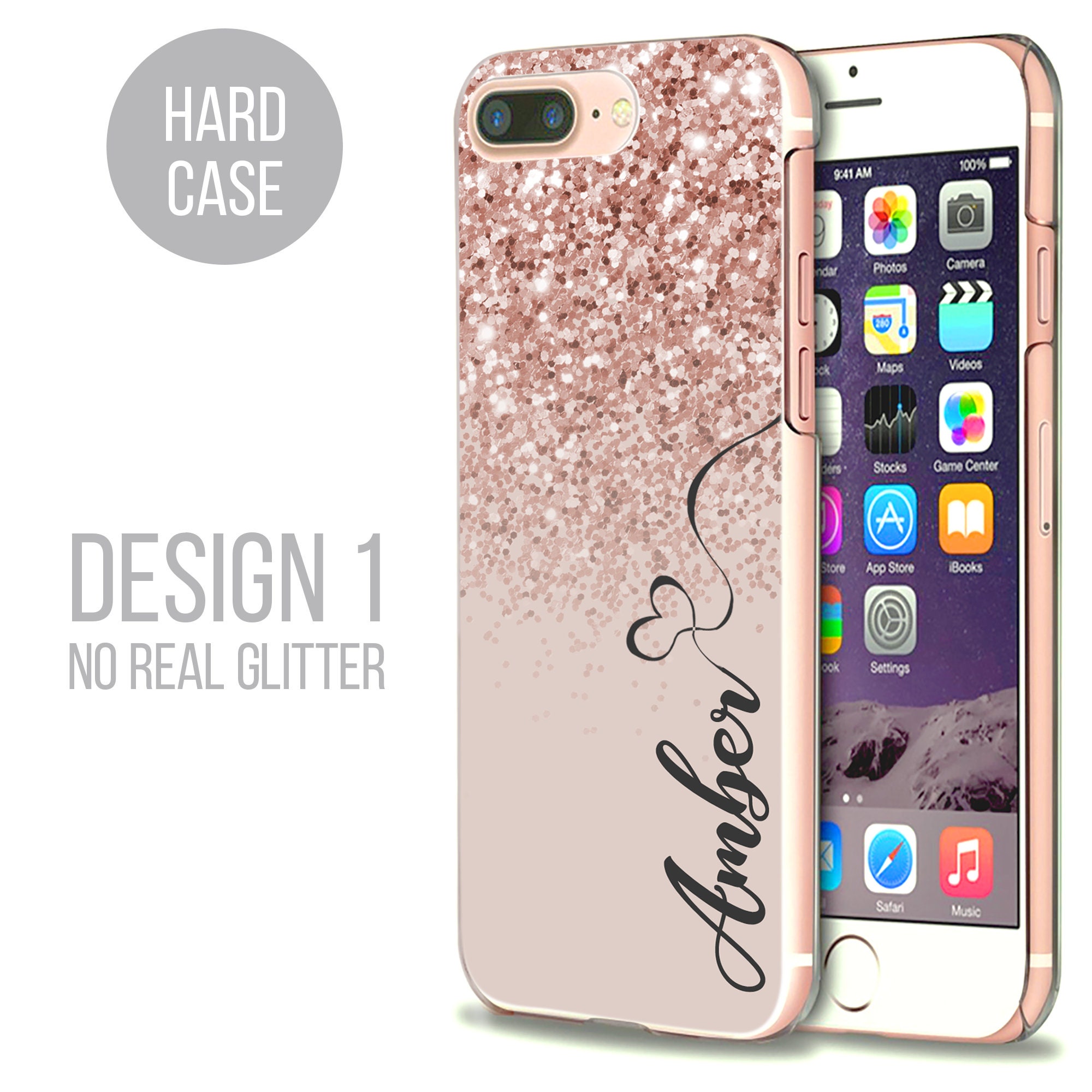 PERSONALISED Name Glitter Initial Hard Plastic Phone Case Hard - Etsy UK