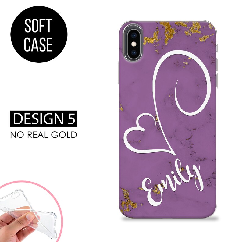 PERSONALISED Marble phone case with heart your name soft | Etsy