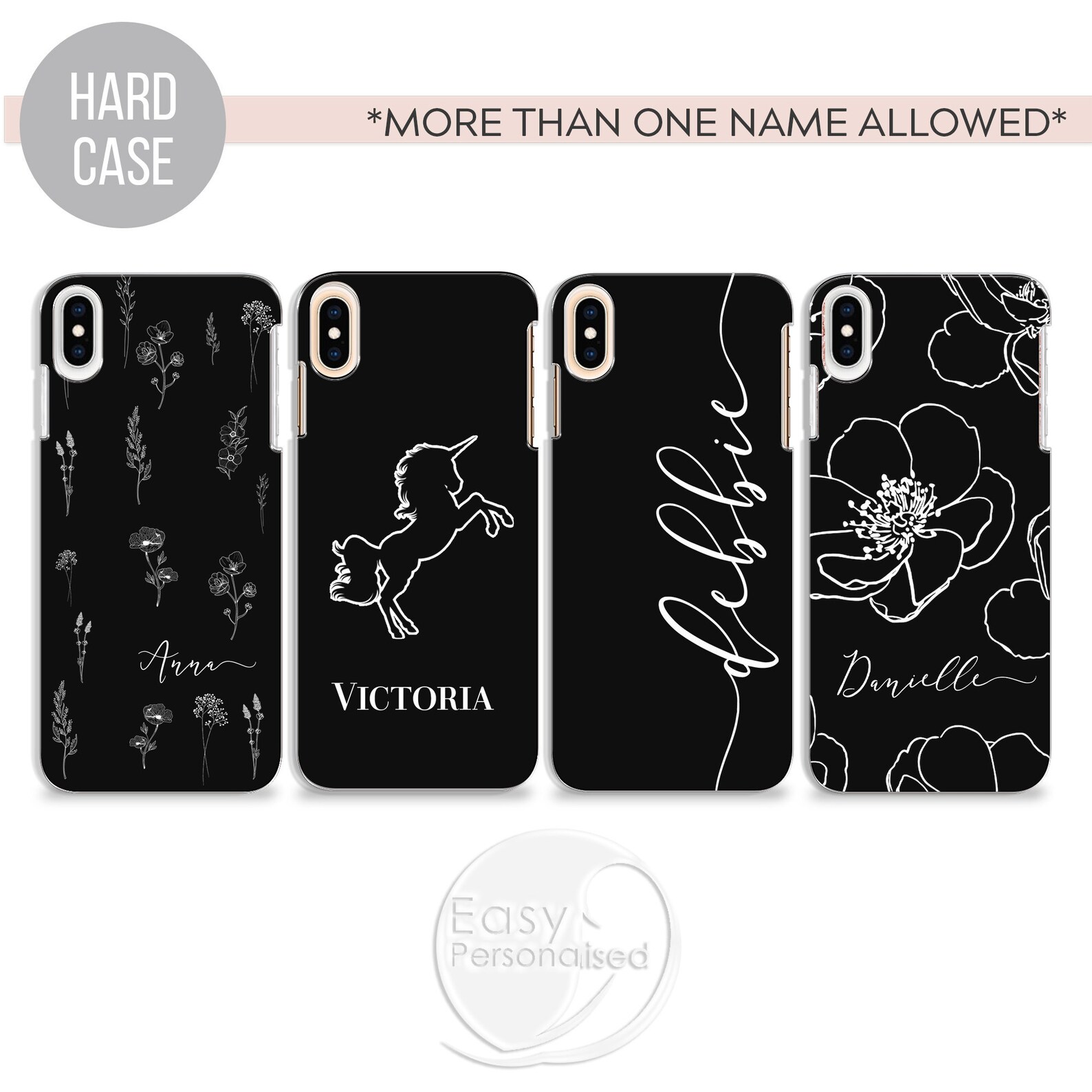 PERSONALISED Phone Case Name Initial Floral Hard Plastic Phone - Etsy