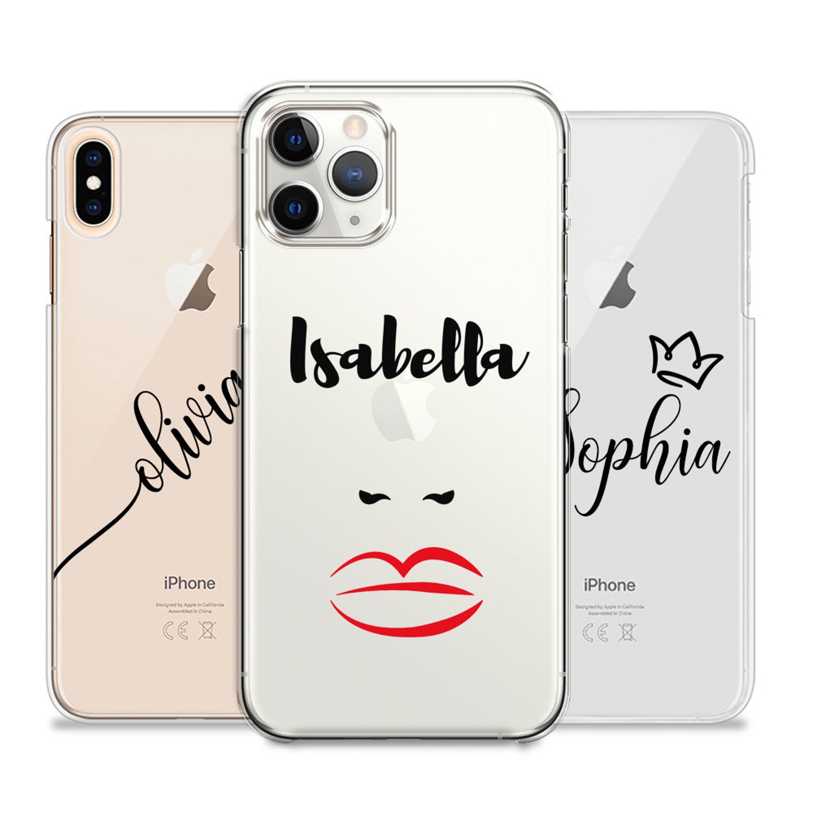 PERSONALISED Phone Case Name Initial Hard Transparent Plastic - Etsy UK