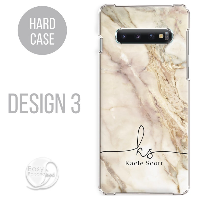 Personalised Marble quartz initial phone case with name hard | Etsy