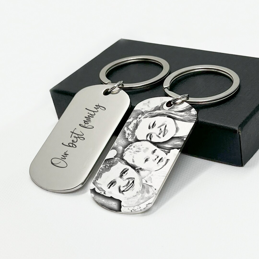 Personalised Photograph Keyring Laser Engraved Photo Keyring Couples ...
