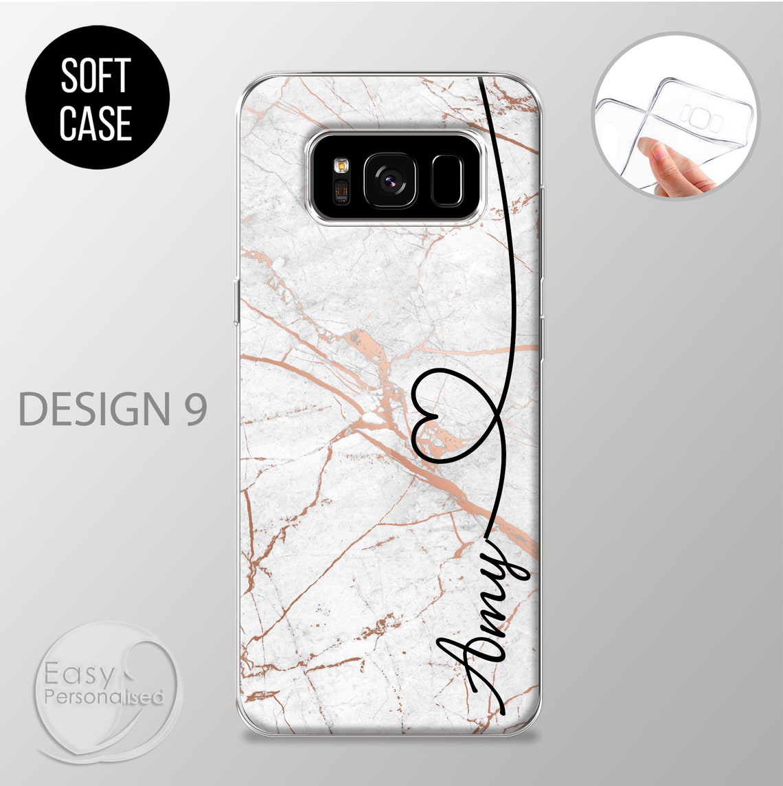 Personalised marble rose gold phone case for Samsung with | Etsy