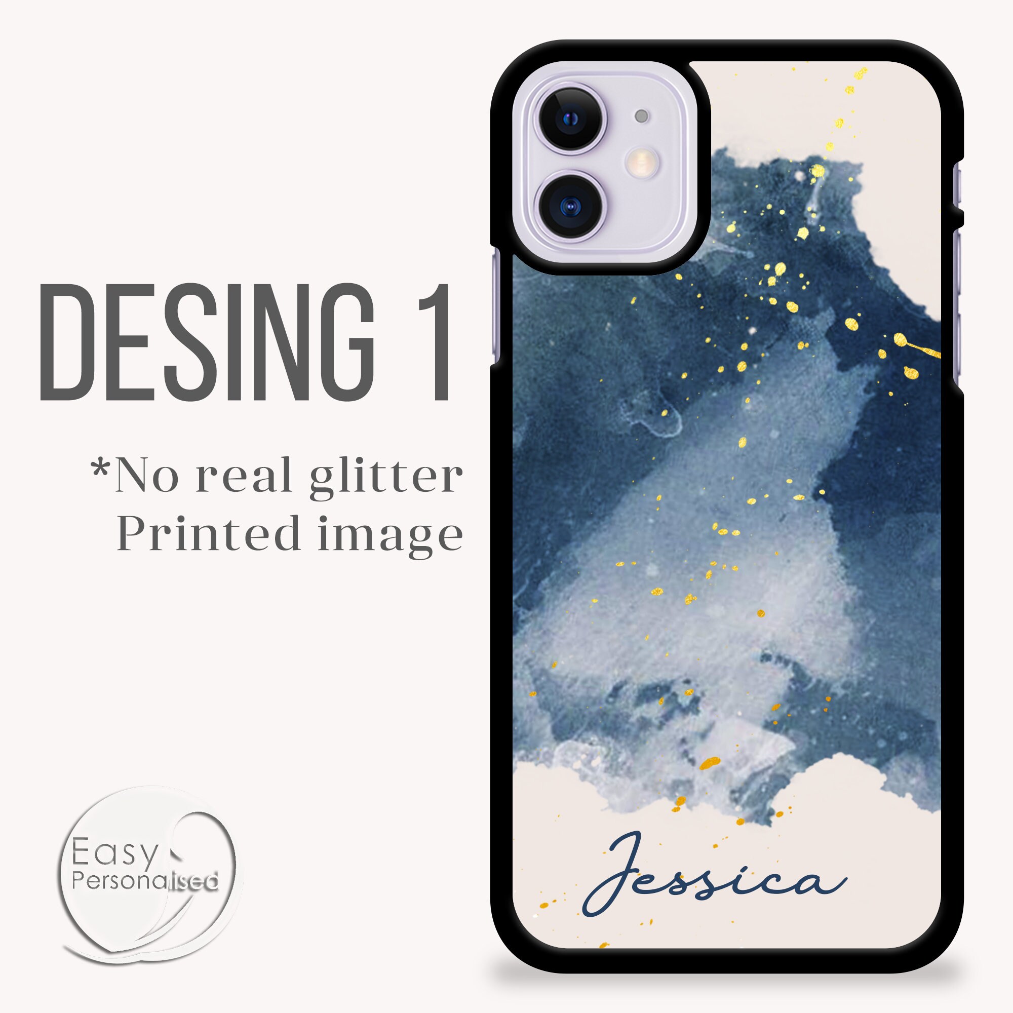 PERSONALISED Phone Case Name Initials Moon Black Plastic Phone - Etsy UK