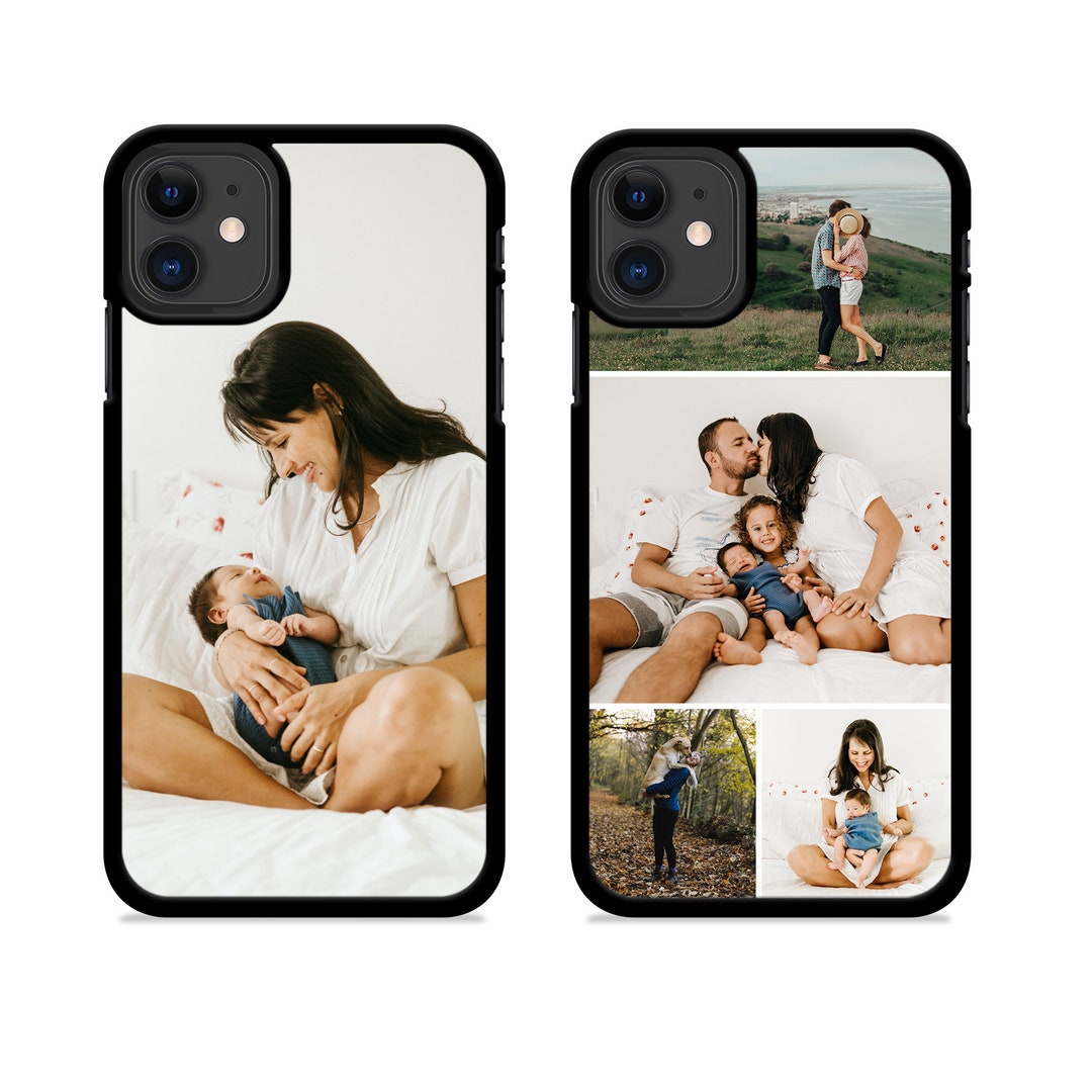 PERSONALISED Phone Case Single Photo Collage Black Plastic Phone Case ...