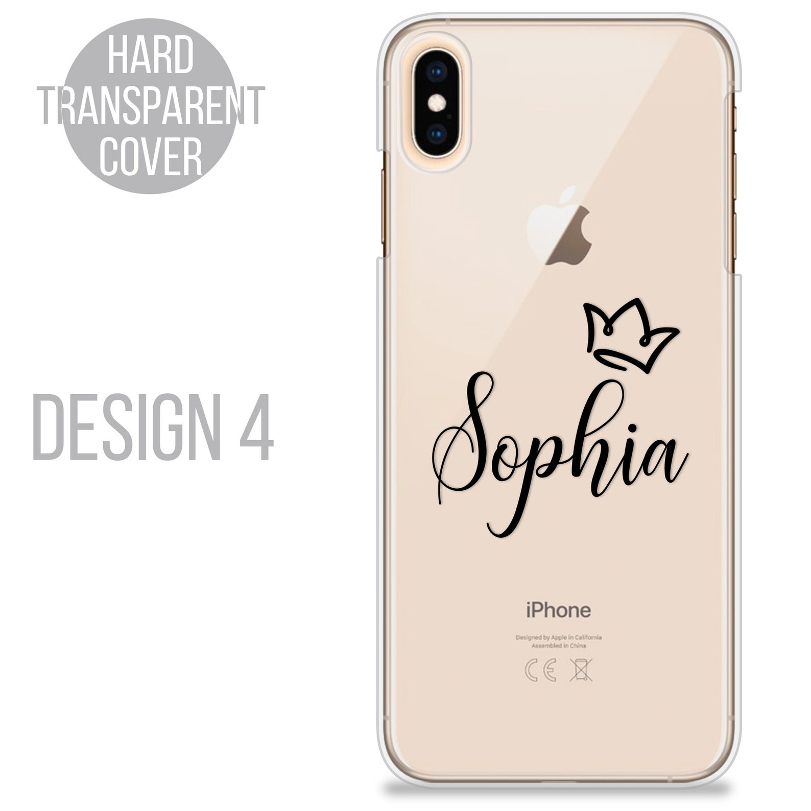 PERSONALISED Phone Case Name Initial Hard Transparent Plastic - Etsy UK