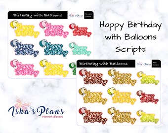 Papercraft Craft Supplies & Tools Happy Birthday Scripts S6 Colored ...