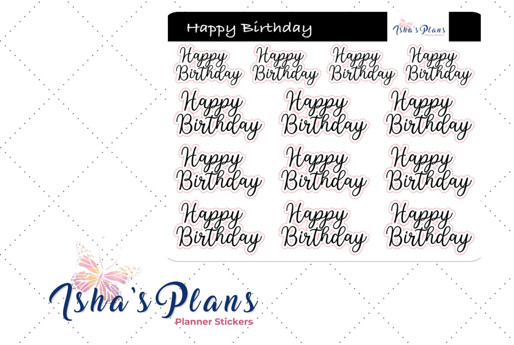 Papercraft Craft Supplies & Tools Happy Birthday Scripts S6 Colored ...