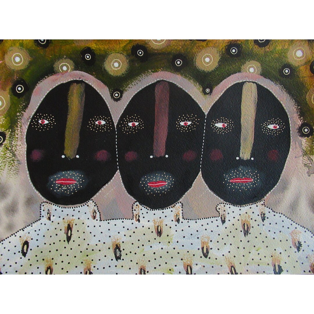 Surreal Triple Portrait – Original Mixed Media Art | Whimsical Faces ...