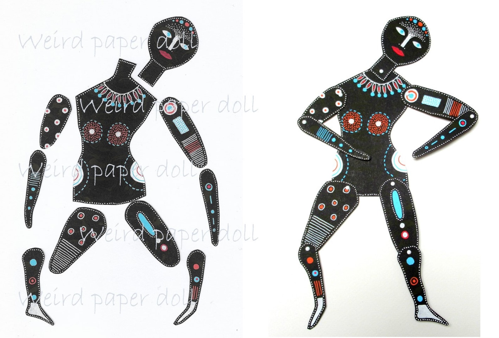 Jointed Paper Doll Printable Weird Quirky Folk Art Articulated Figure ...