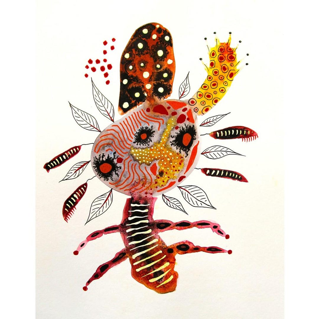 Mixed Media Abstract Painting Ink & Watercolour Natural Neutral Colours ...
