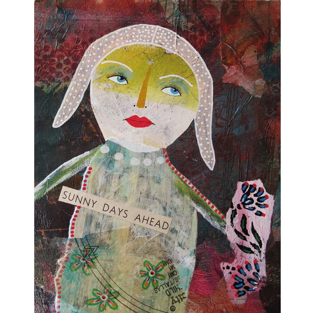 Inspirational Art Naive Female Figure Portrait Artwork White Haired