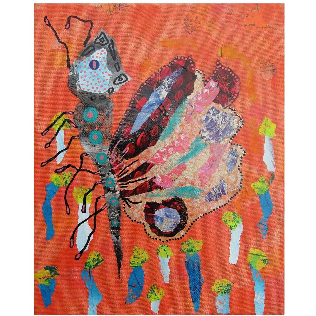 Surreal Butterfly Painting Weird Abstract Insect Art Entomological ...