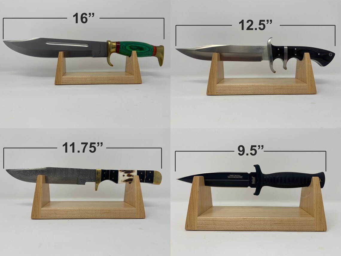 Maple Knife Display ~ MEDIUM 8" ~ Minimalist Wooden Knife Stand ~ High ...