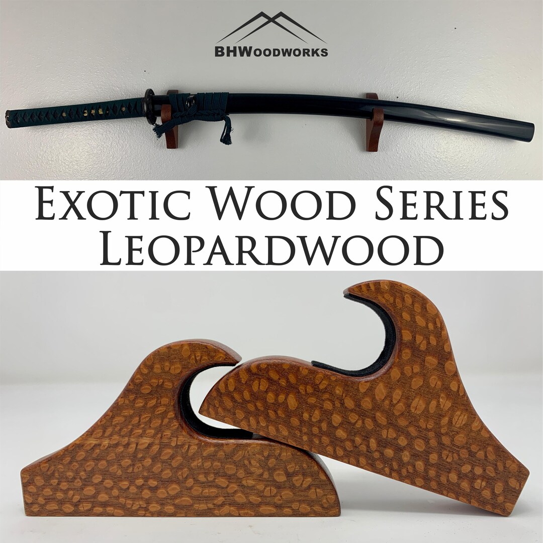 Leopardwood Minimalist Katana Sword Mount ~ Exotic Wood Series ~ 1 Pair ...