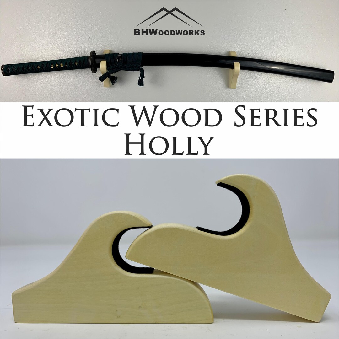 Holly Minimalist Katana Sword Mount ~ Exotic Wood Series ~ 1 Pair ...
