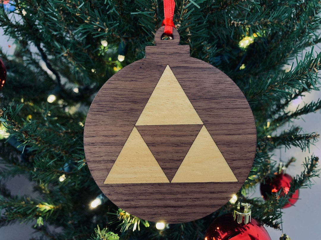 Legend of Zelda Triforce Christmas Tree Ornament ~ Beautiful Wood Inlay ...