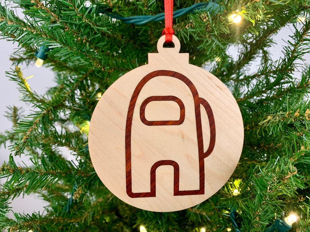 Among Us Christmas Tree Ornament ~ Beautiful Wood Inlay Holiday ...